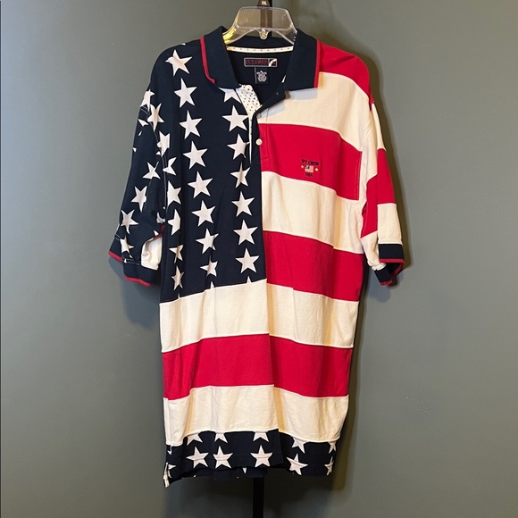 Ivy | Shirts | Ivy Crew Mens American Flag Polo Shirt Red White And ...